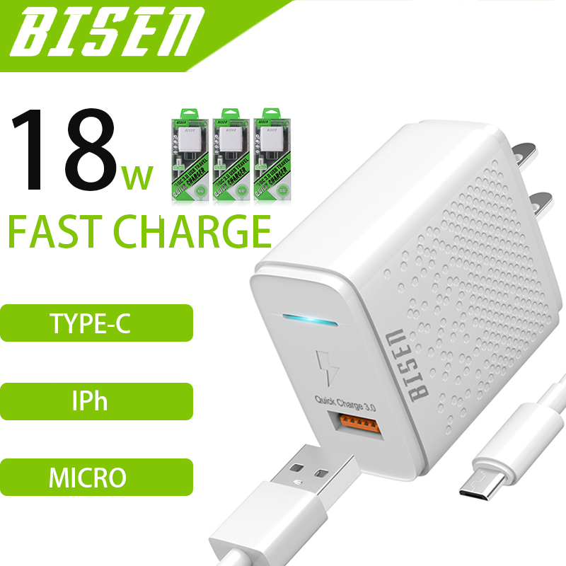 BISEN Multi Protection Wall Charger and 1 Meter Cable For Micro Type-C ...