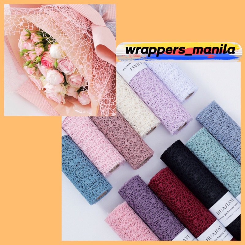 New Style Floral Wrapping Korean Web Mesh Bouquet Wrapper | Shopee ...