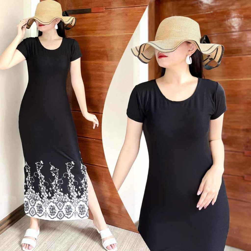 (ACS) CRESSIE SENEPA LONG DRESS WITH SLIT FIT SMALL TO XL | Shopee ...
