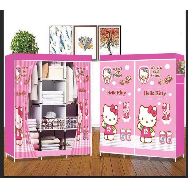 KM Wardrobe 3D Design DIY Multifunction Clothes Storage Rack Cabinet ...