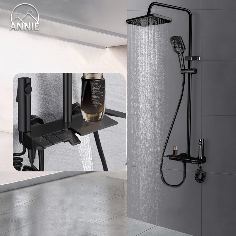 ANNIE Black-gold Stainless Steel Hot and Cold 4in1 Shower Set With ...