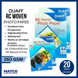 QUAFF RC Woven Photo Paper 260gsm 20 sheets A4 3R sizes | Shopee ...