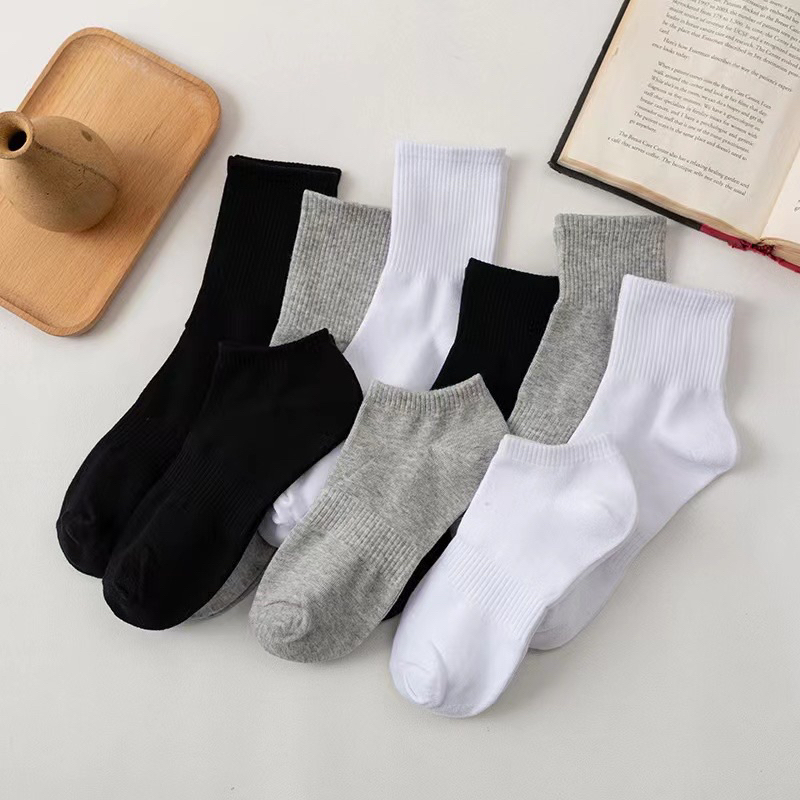 Basic Plain White & Black Socks | Ankle-Mid Cut Length Iconic Socks ...