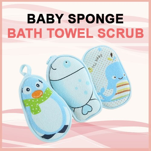 Baby Rub Back Sponge Soft Towel for Infant Exfoliate Bath Sponge Scrub ...