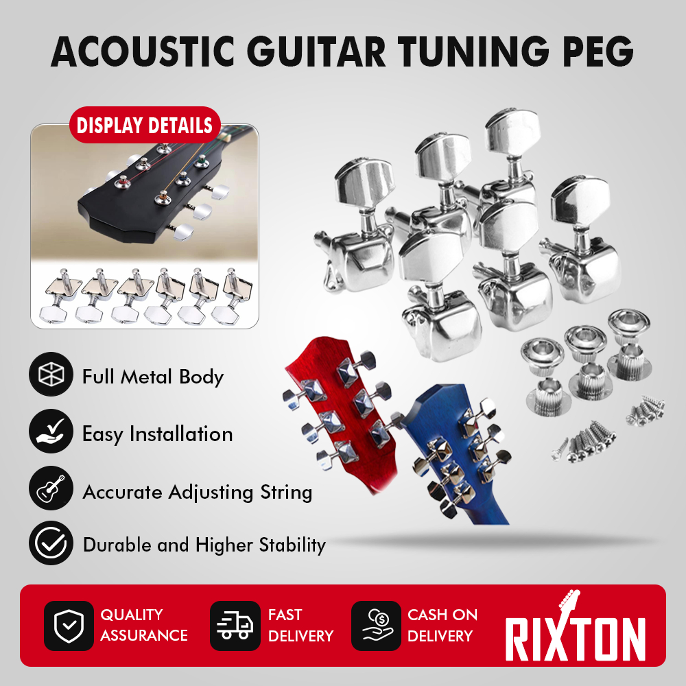 RIXTON Guitar String 3R3L Tuning Pegs 6pcs Metal Semi-Closed Guitar ...