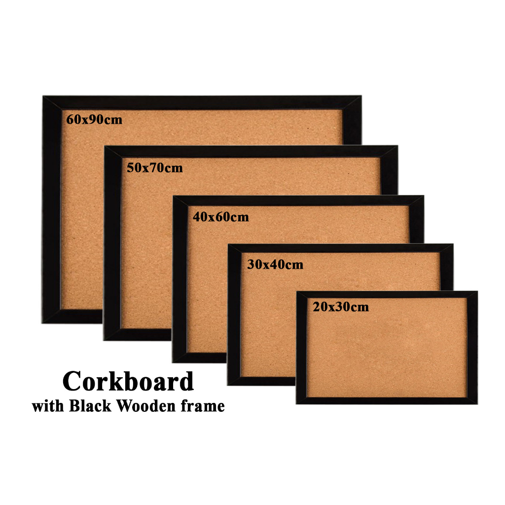 Cork board with black wooden frame bulletin board 60x90cm | Shopee Philippines