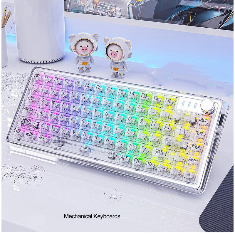 Real Wireless Mechanical Keyboard 81 Keys Acrylic Transparent Keycap ...