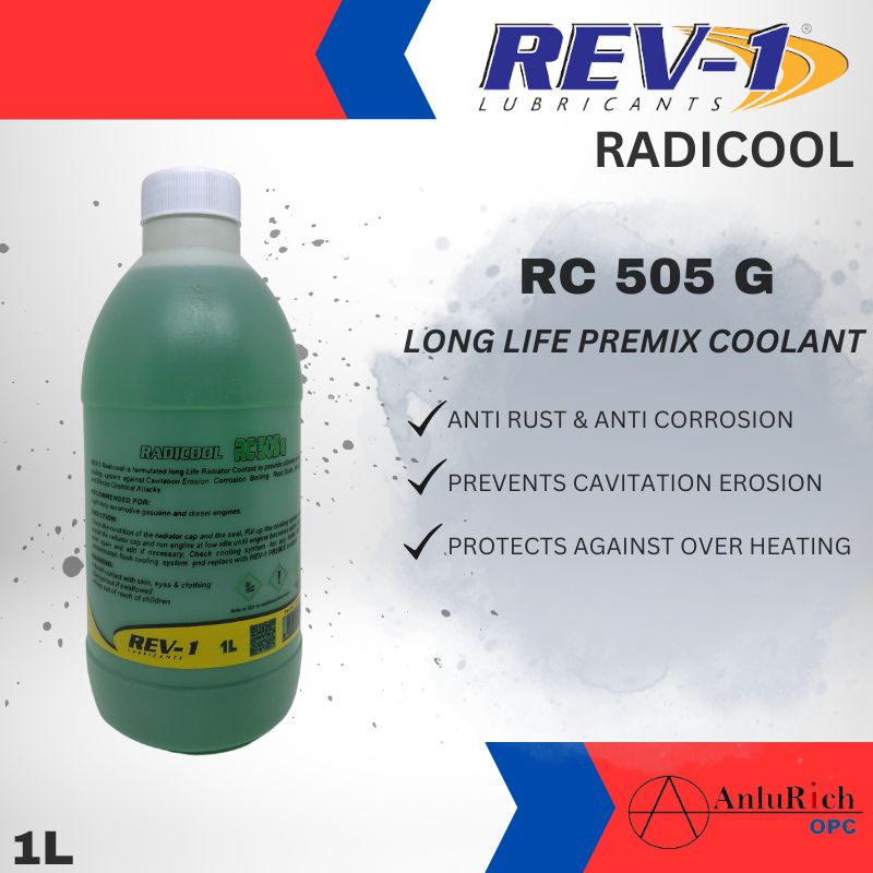 REV1 Radicool RC 505G Long Life Premix Coolant 1L GREEN Part No: CEPM ...
