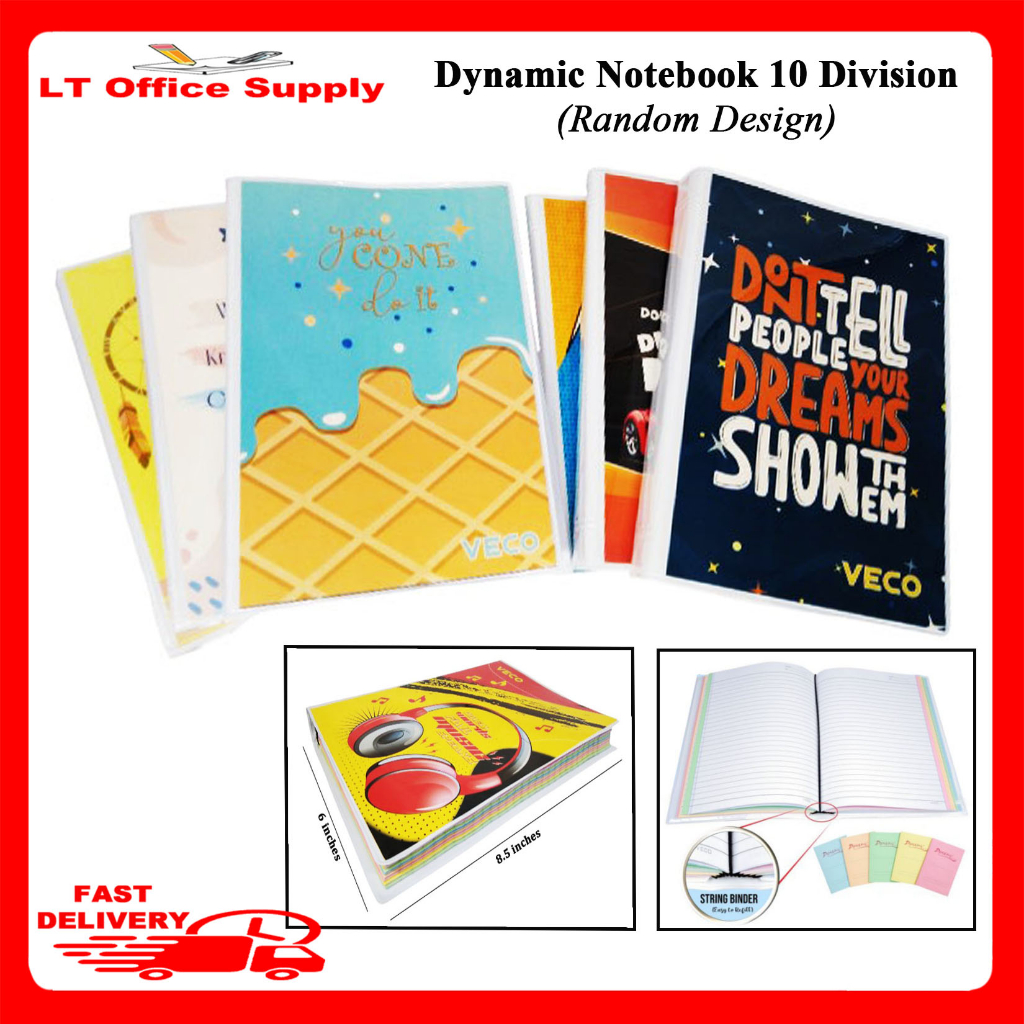 Veco Dynamic Notes String Binder Notebook 10 Division 6x8.5 inches ...