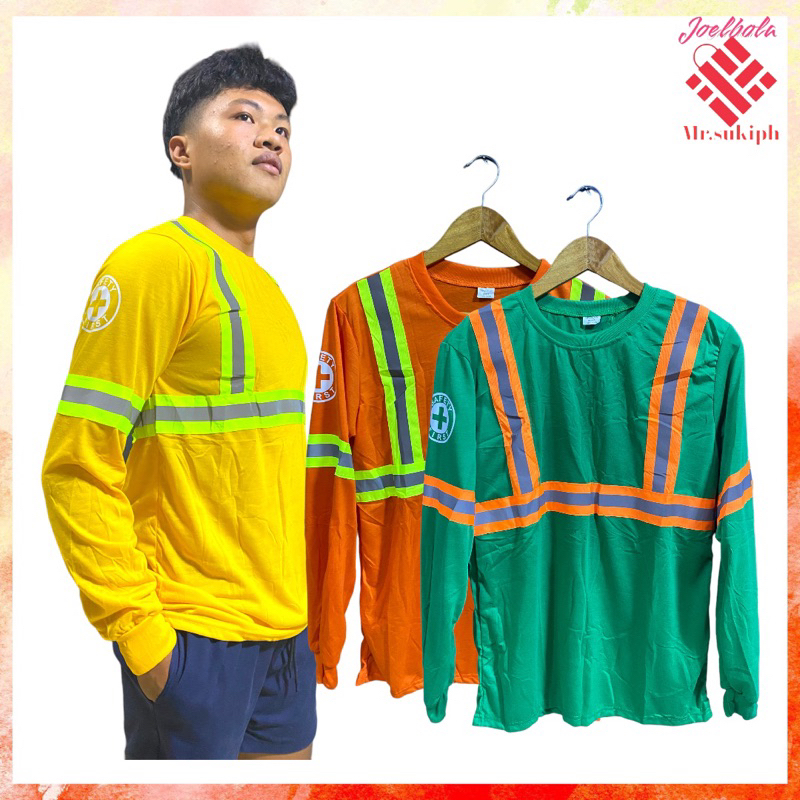 Mens Construction long sleeve reflector with safety first print ...
