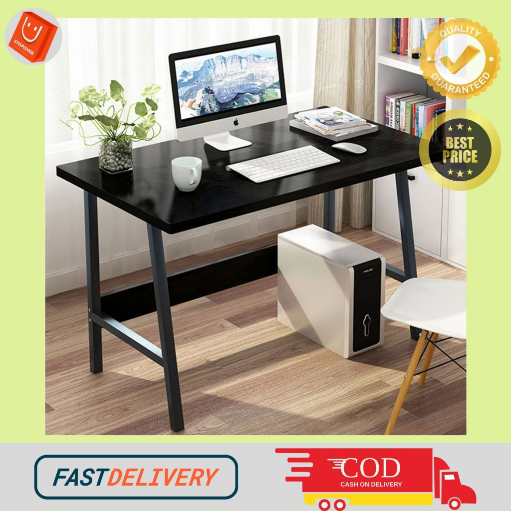 Simple Table Design Style Modern Writing Laptop Trestle Computer Wooden ...