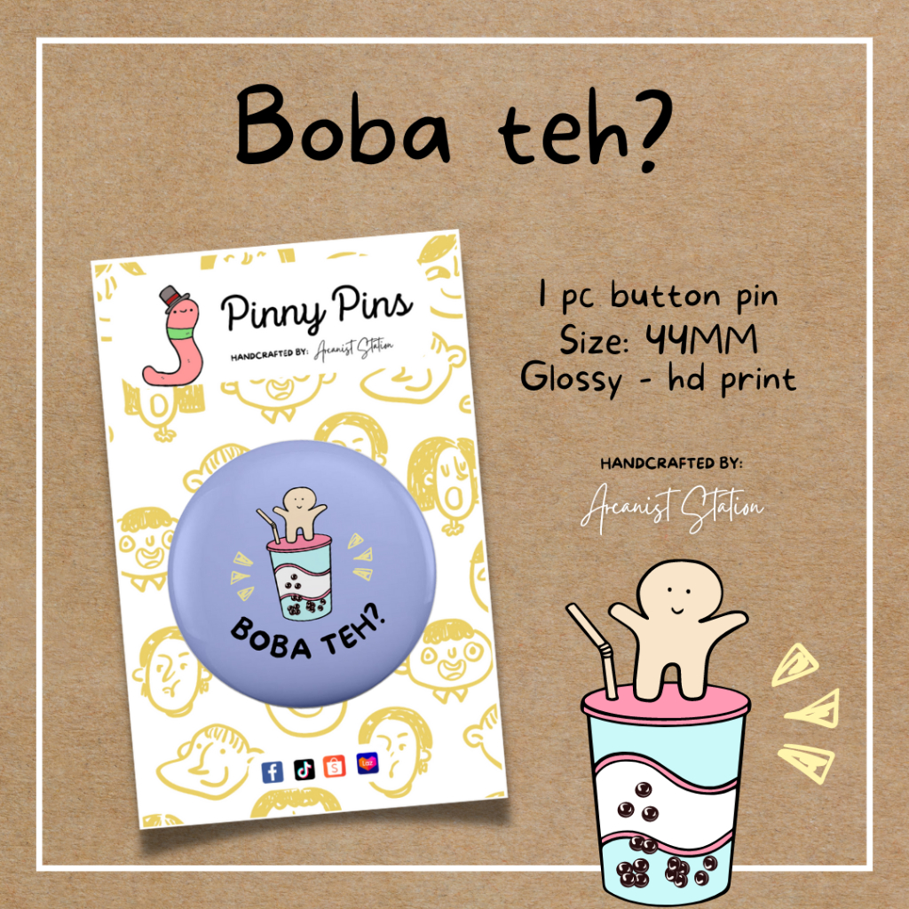 Boba teh? - Witty Tagalog Button Pin - Deco Funny Pins | Shopee Philippines
