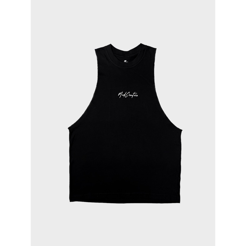 Mad Creature Signature Cut Off Tank Top, Cotton Polyester Open Side Low ...