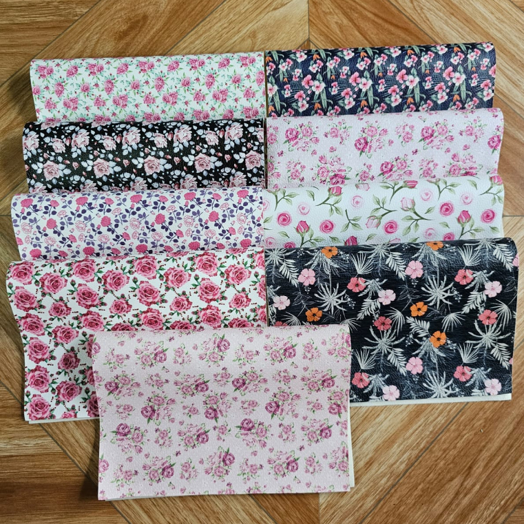 Floral Print Litchi Leather Sheet S130 S131 S132 S133 S134 S135 S136 S137 S138 S139 S140-S143 ...