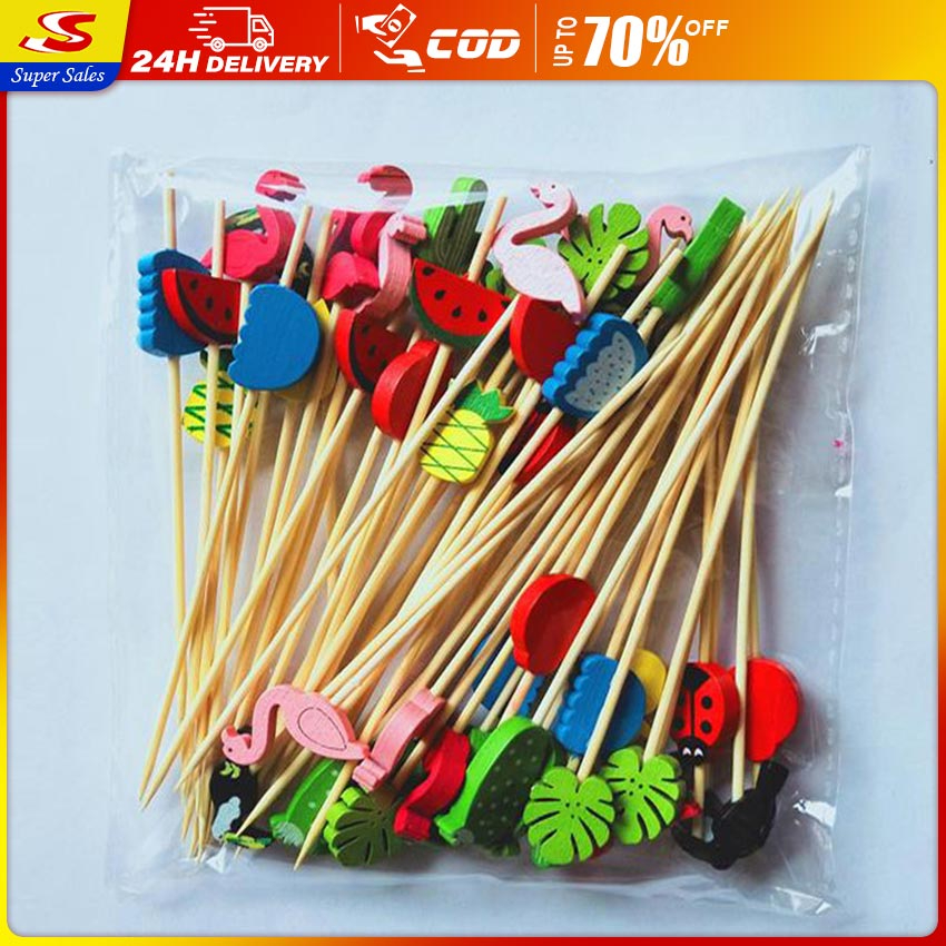【SuperSales】Flamingo Bamboo Sticks for Drinks Disposable Skewers Food ...