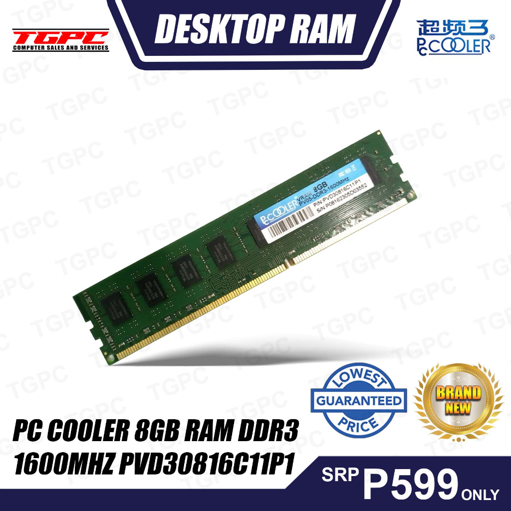 PC Cooler 8GB DDR3-1600 MHZ Desktop Ram | Shopee Philippines