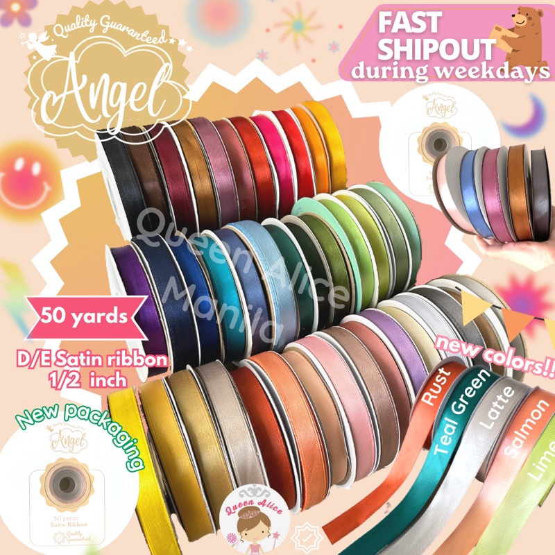 ANGEL Satin Ribbon Double-Edge 1/2 inch 50yds (12mm width) QUALITY ...