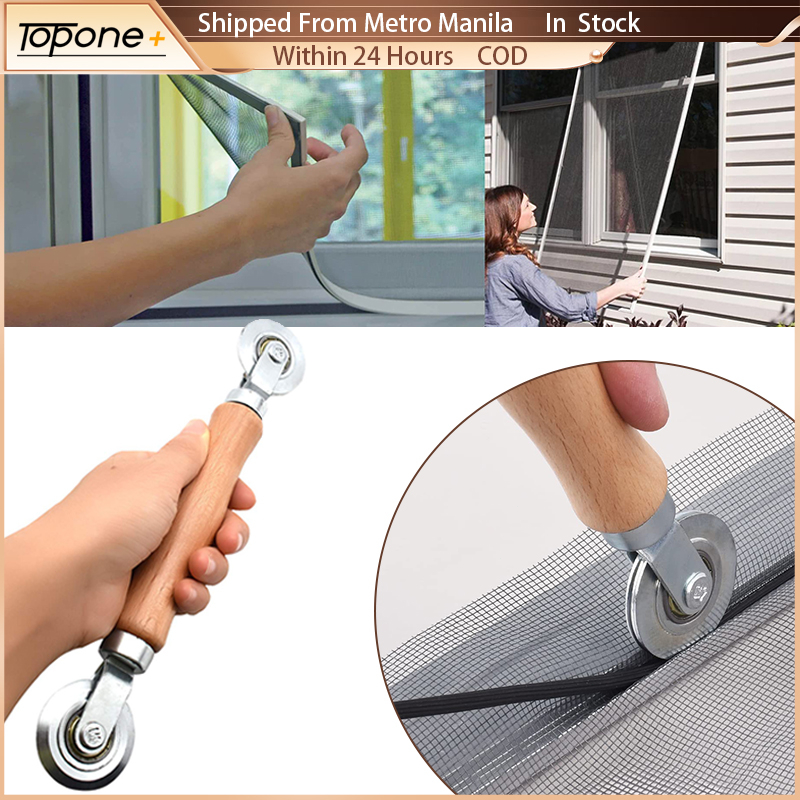 Window Screen Rolling Tool Manual Window Pressure Wheel Wooden Handle ...