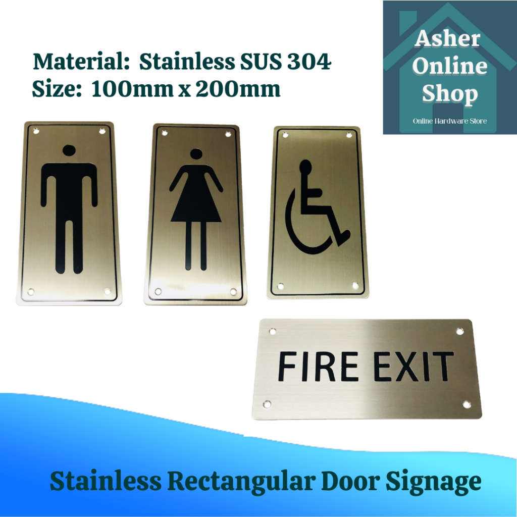 Stainless Restroom Door Sign Male Female PWD No Smoking Baby Change ...