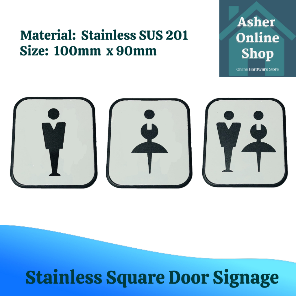 Stainless Restroom Door Sign Male Female PWD No Smoking Baby Change ...