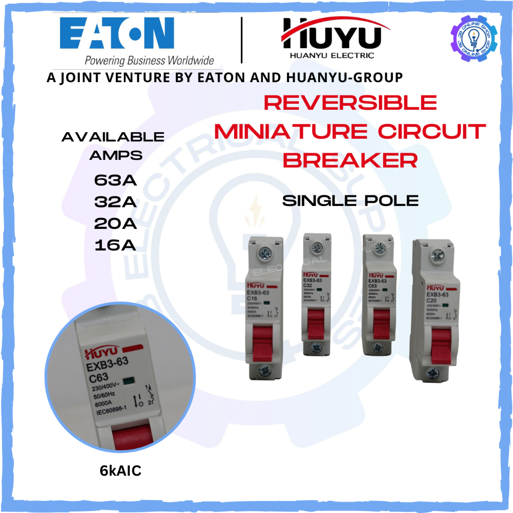 Huyu Miniature Circuit Breaker Reversible (MCB) 1 Pole | Shopee Philippines