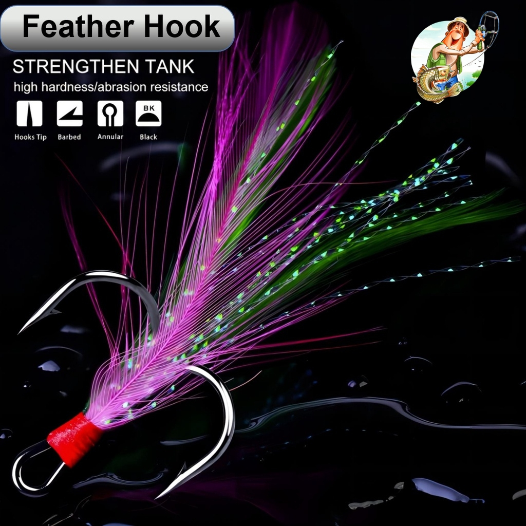 Assist Hook three Jig Hook Fishing Single/Double Hook Lure Bait Sharp ...