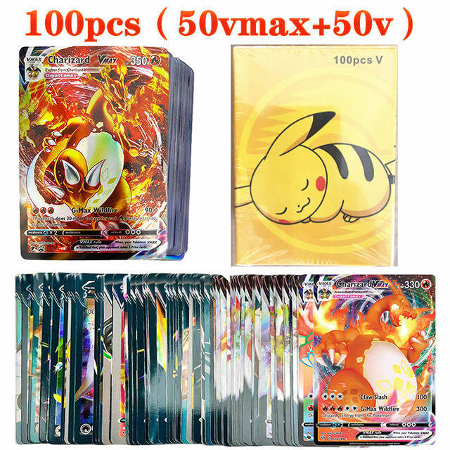 (100Pcs/set Pokemon Cards) Anime Pokemon GX Cards: MEGA/Vmax V Energy ...