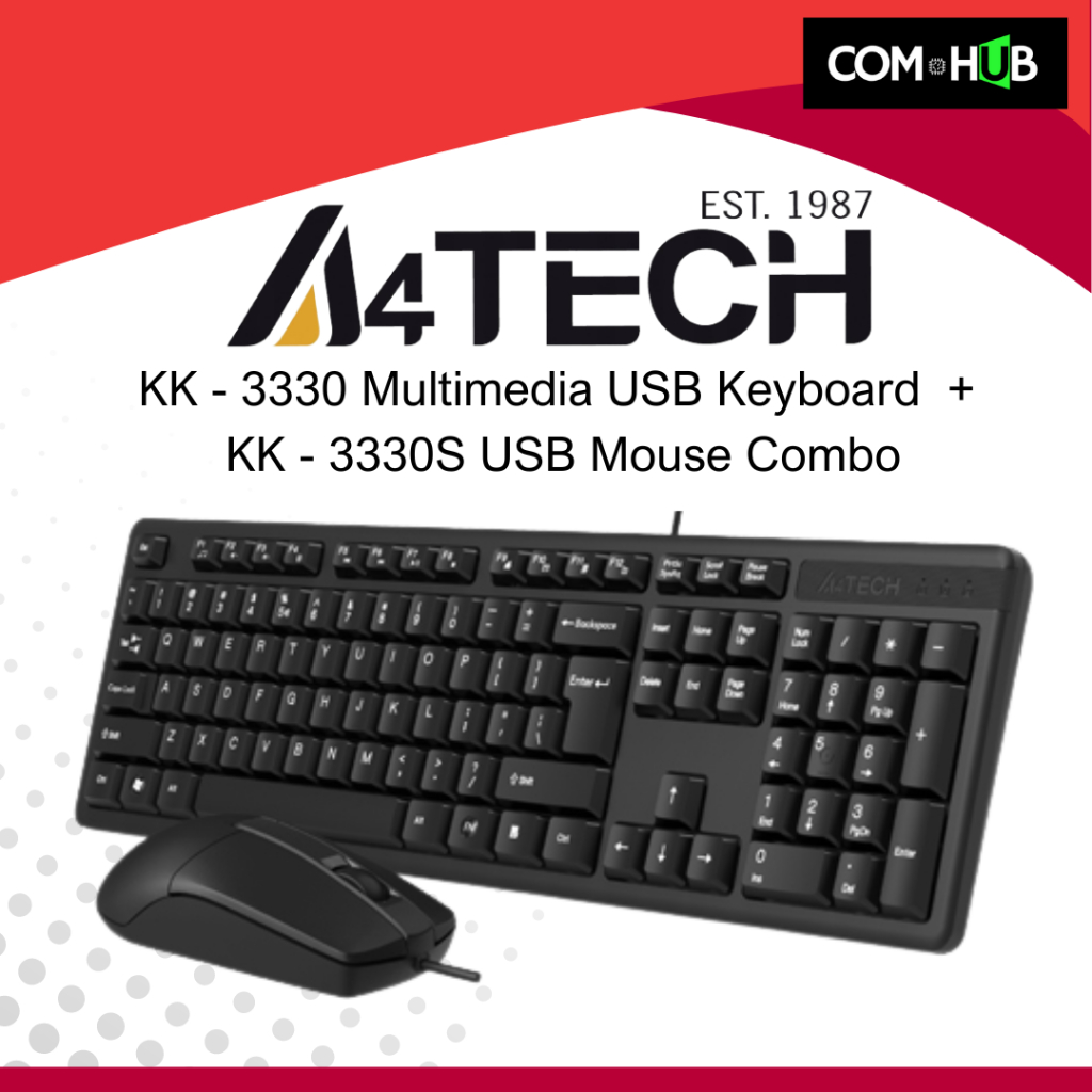 Com Hub PC | Brand New A4Tech KK-3330 Multimedia Desktop Wired Keyboard and Mouse Combo | Shopee ...
