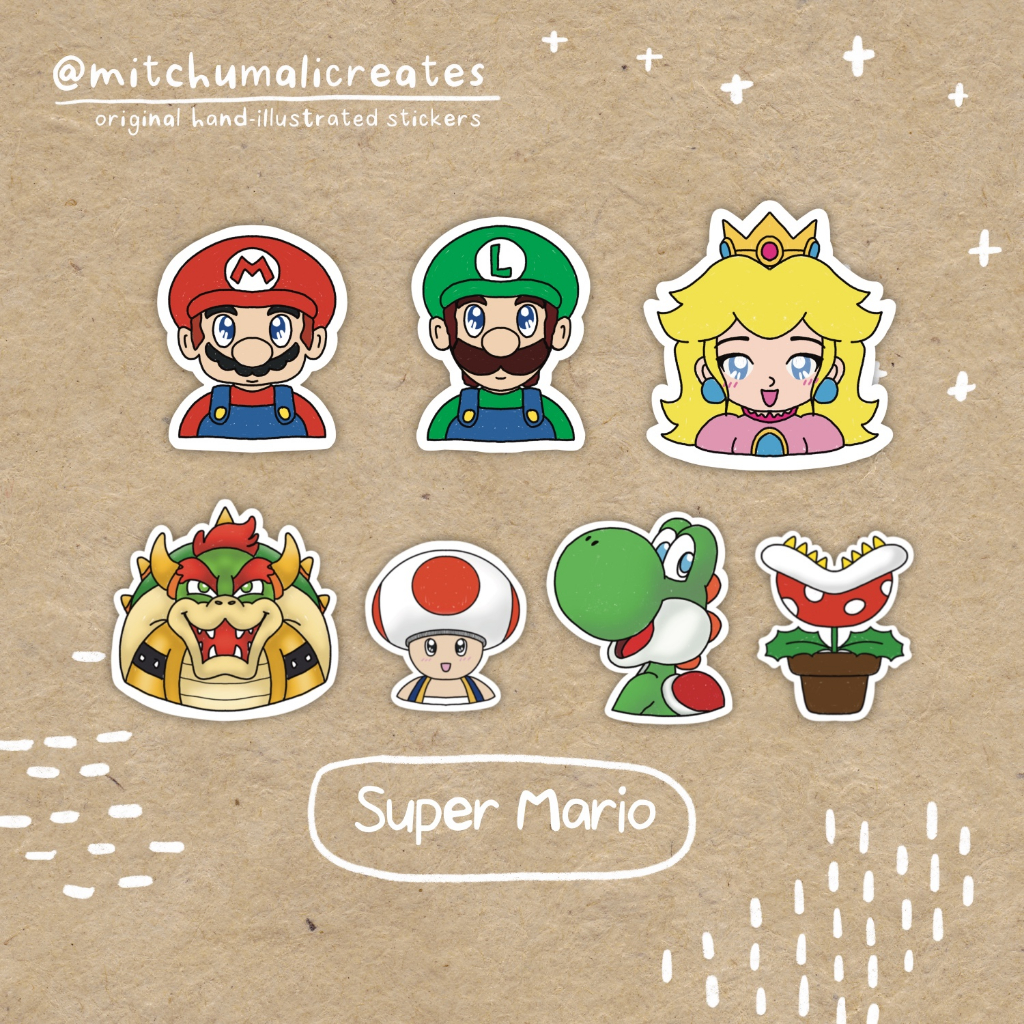 Super Mario Bros Character Sticker Pack for Tumblers, Journal, Laptop ...