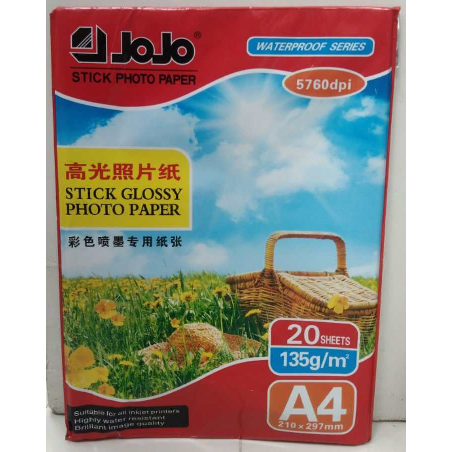 JOJO Glossy Photo Paper Sticker 135gsm A4size SOLD PER PACK | Shopee ...