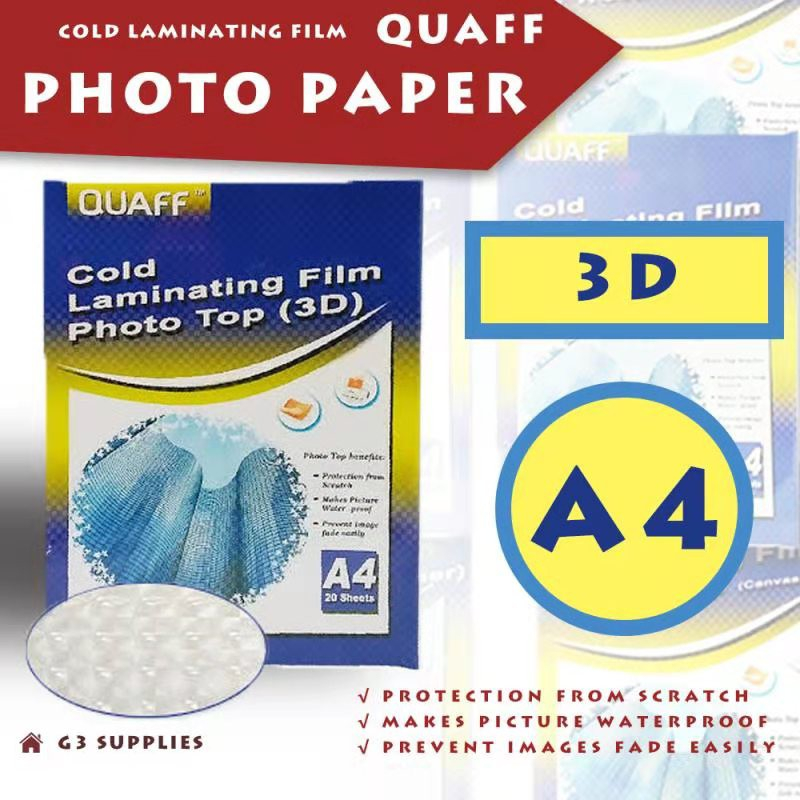 QUAFF Photo Top Cold Laminating Film A4 Size (20sheets/pack) | Shopee ...
