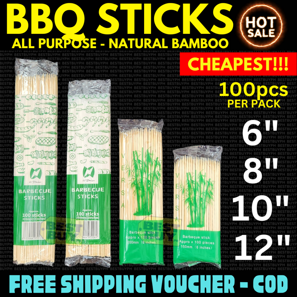 100pcs Bamboo Sticks Sturdy Barbecue Fruit Wood Sticks Barbecue Party ...