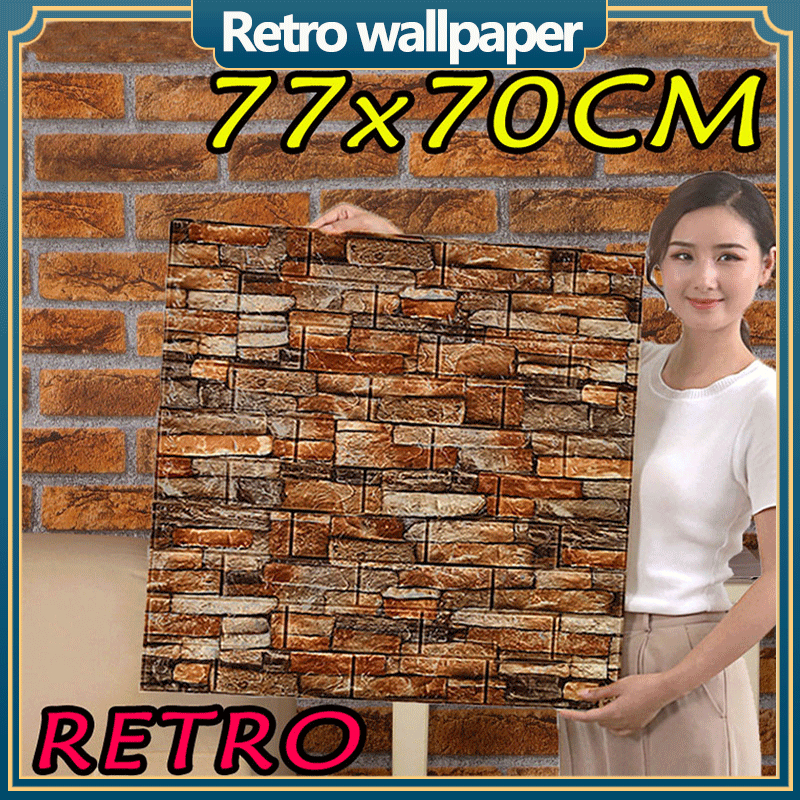 Retro style Wallpaper 70×77cm 3D Wallpaper Adhesive Wall decor ...