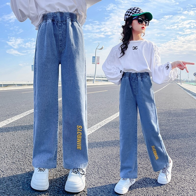 Girls Fashion New Casual Denim Maong Pants Cute Embroided Design ...