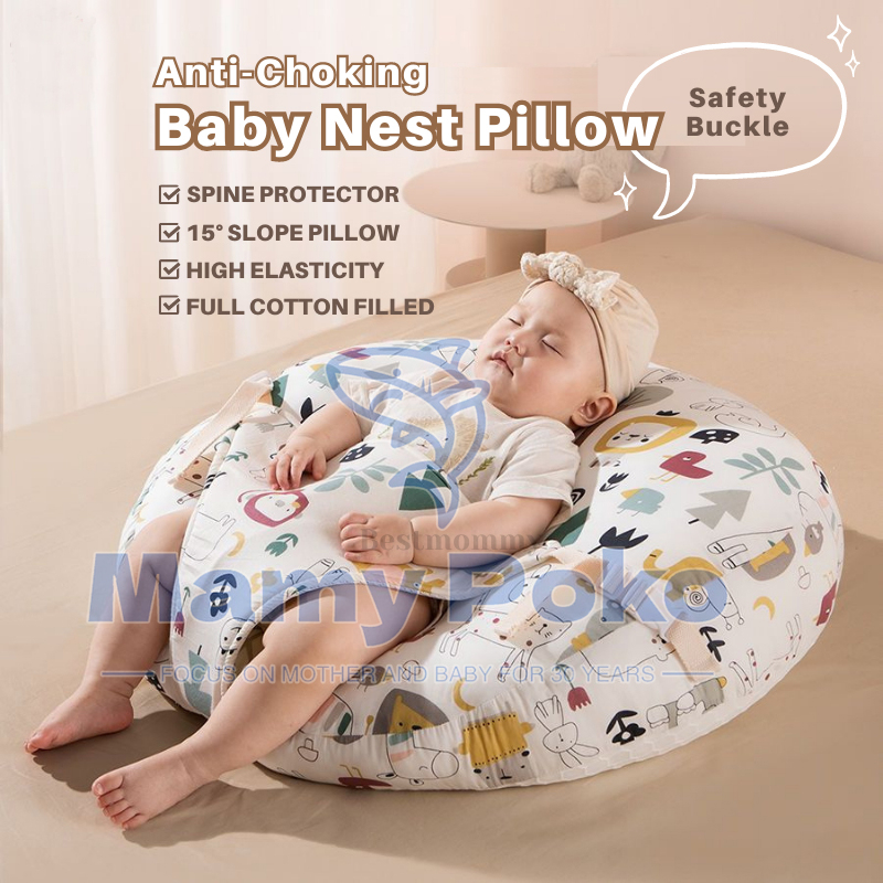 Mamy Poko Newborn Baby Anti-spitting Milk Pillow 15° Slope Feeding Master Cushion & Detachable ...