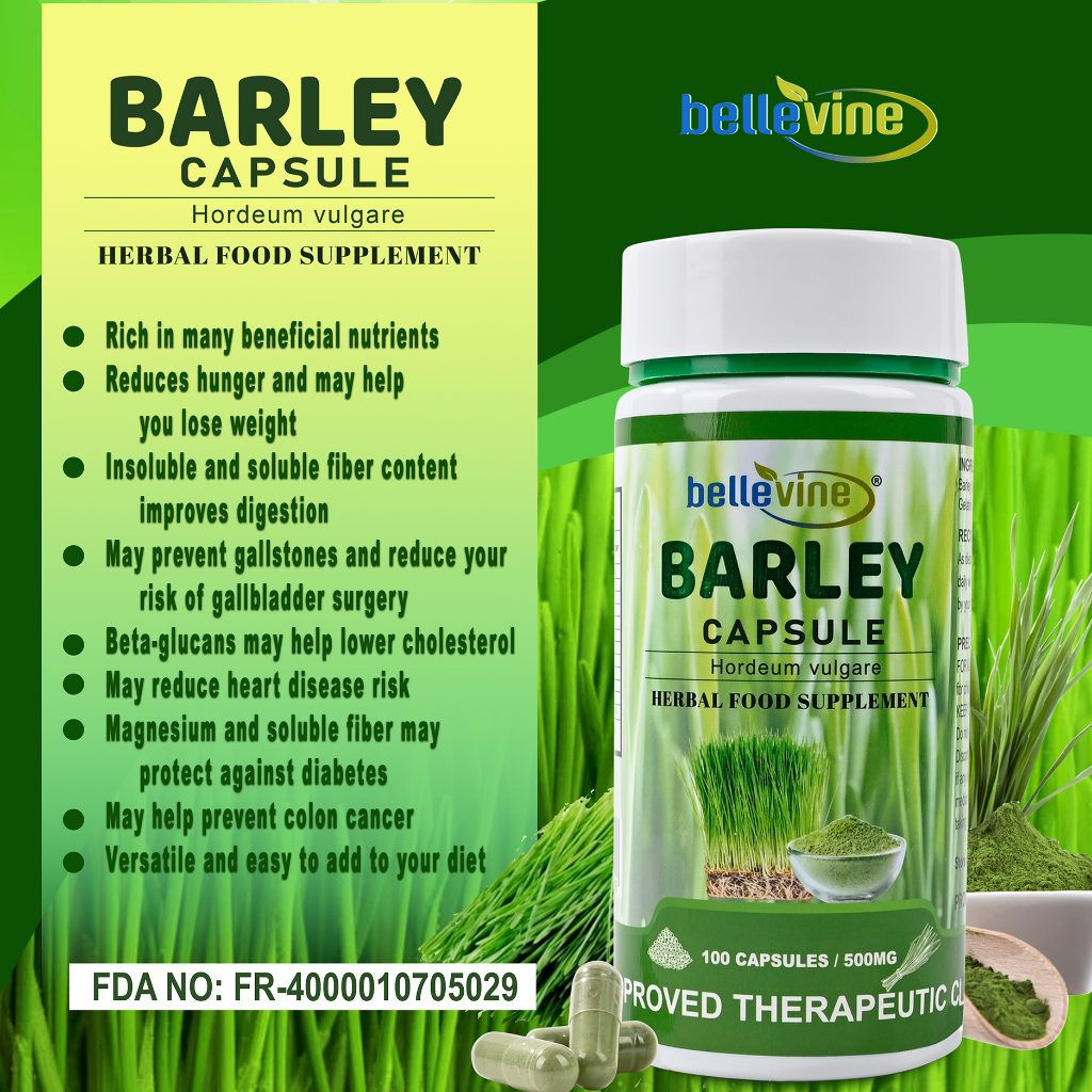 Bellevine Barley Herbal Organic Capsule 100's | Shopee Philippines