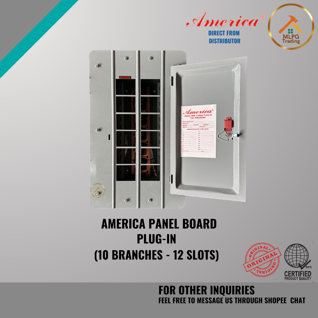America Panel Board/Box 2 Pole PLUG-IN (2, 4, 6, 8, 10, 12, 14 Branches ...