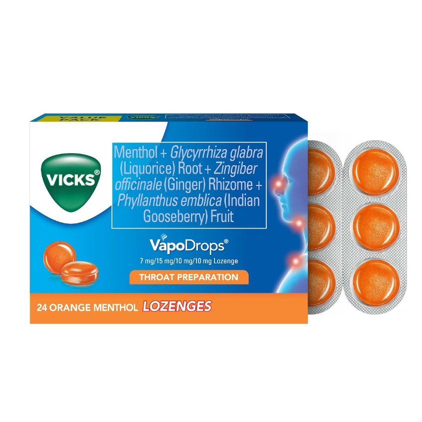 Vicks VapoDrops Menthol Glycyrrhiza Glabra Throat Preparation 24 ...