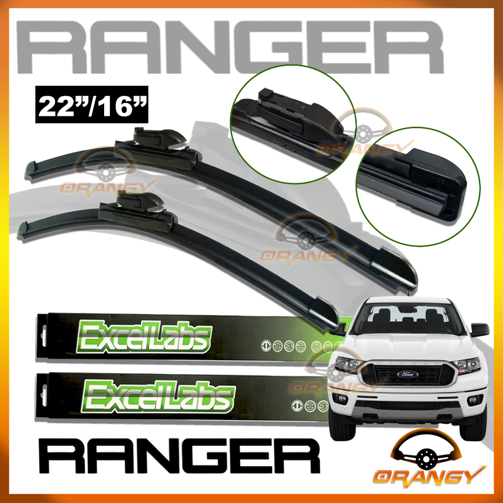 FORD RANGER / RAPTOR 2PCS EXCELLABS Front Wiper Blade All Season Banana ...