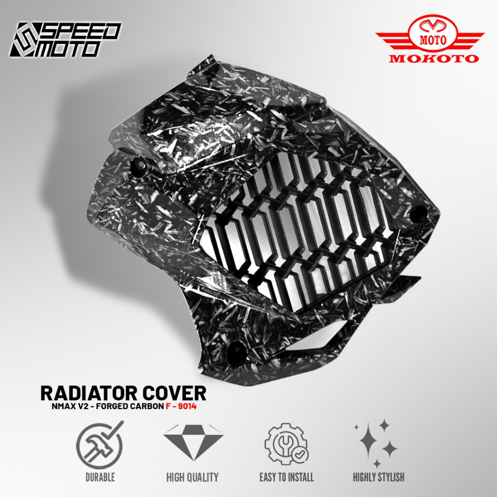MOKOTO YAMAHA NMAX V2 RADIATOR COVER GLOSSY HYDRO-DIP FORGED CARBON ...