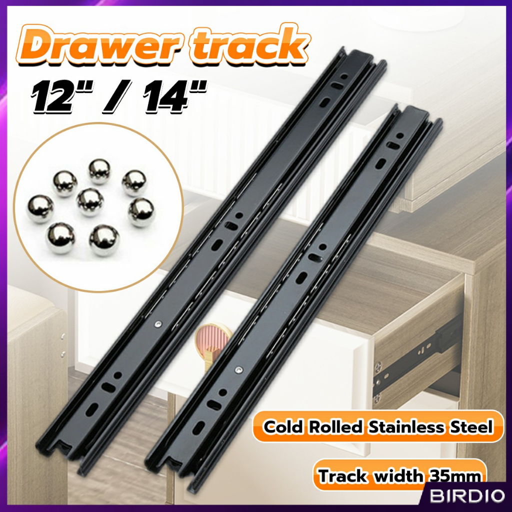 Birdio Drawer slide rail three-section guide 12in 14in chdrawer roller ...