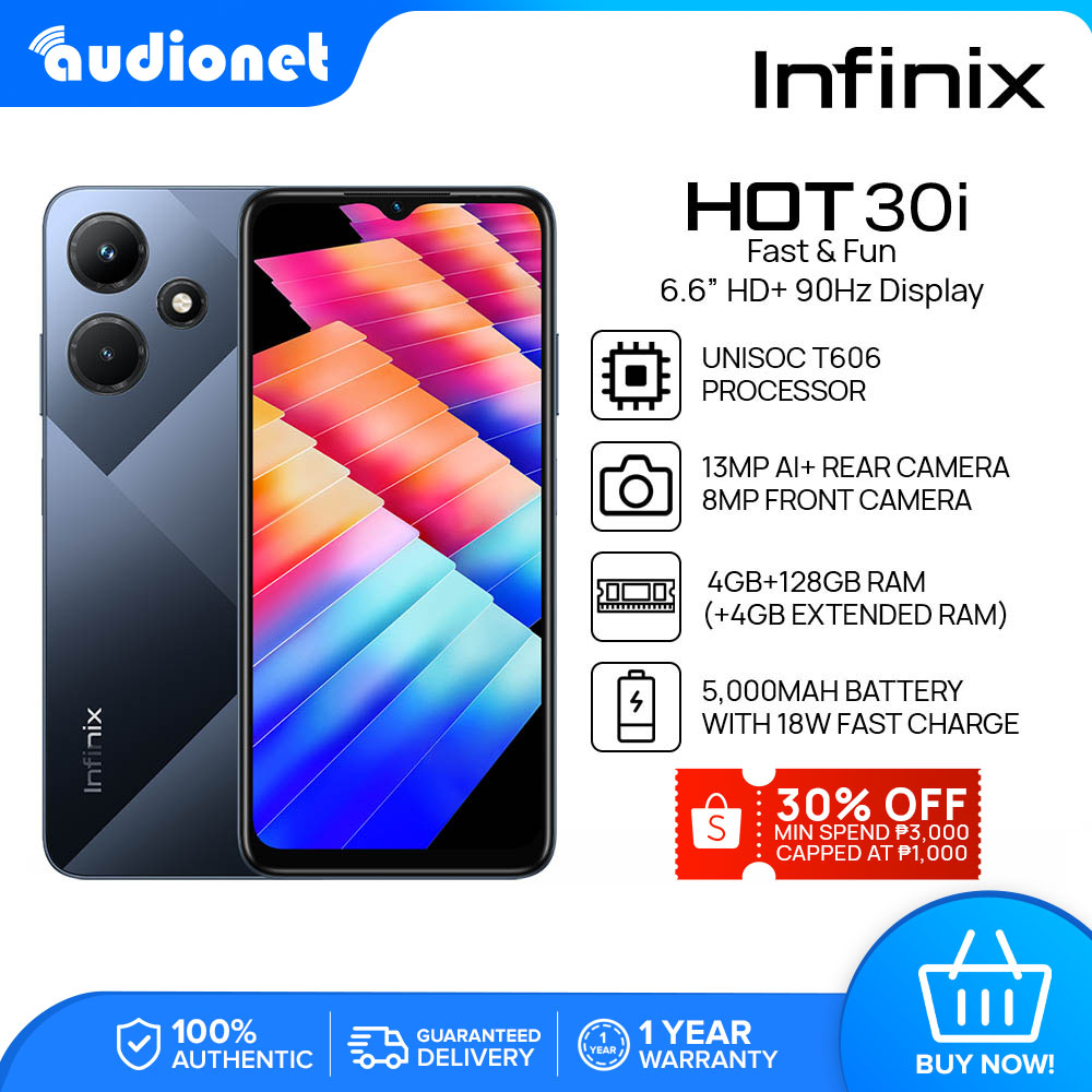 Infinix Hot 30i, 4GB/8GB + 128GB, 6.6" HD+ 90hz Display New | Shopee ...