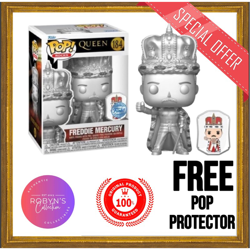 POP! Rocks: Queen - King Freddie Mercury Platinum with Pin Funko Pop ...