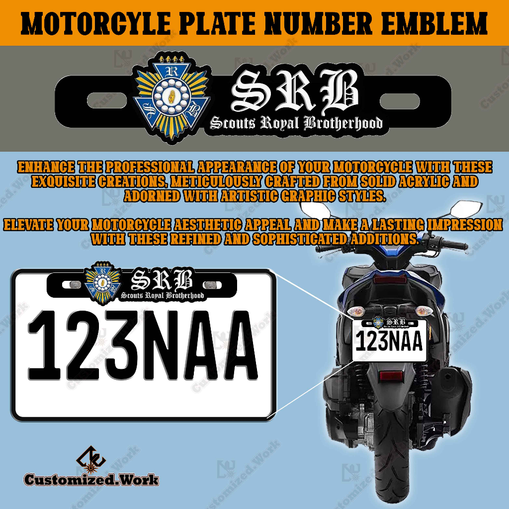 SRB Scouts Royal Brotherhood Motorcycle Car Plate Number Emblem Badge ...