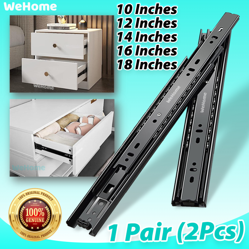 WeHome 1Pair Drawer Guide Three-Section Slide Rail Full Extension Steel ...