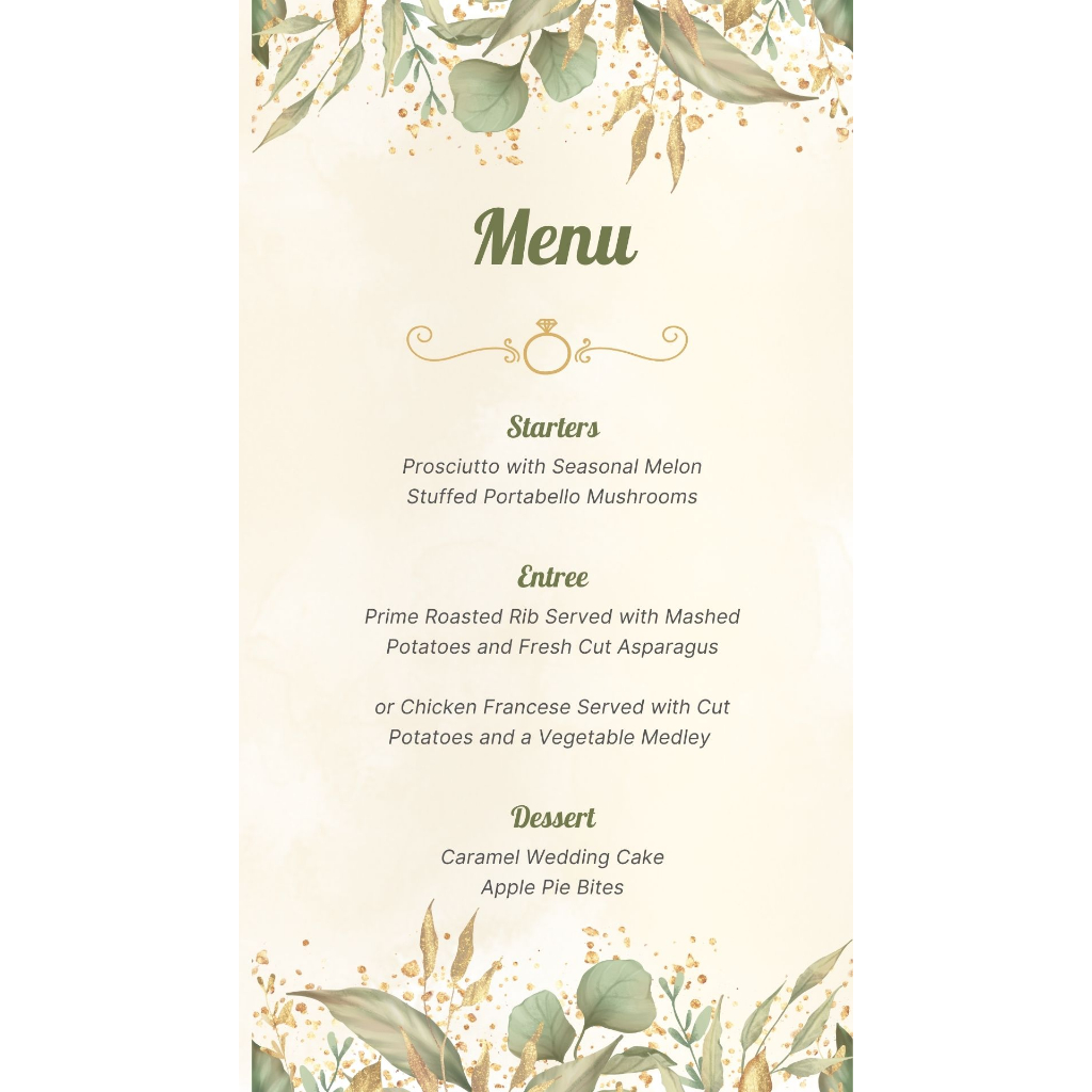 10 pcs Wedding Menu Card Reception Birthday Restaurant Event Menu Cards ...