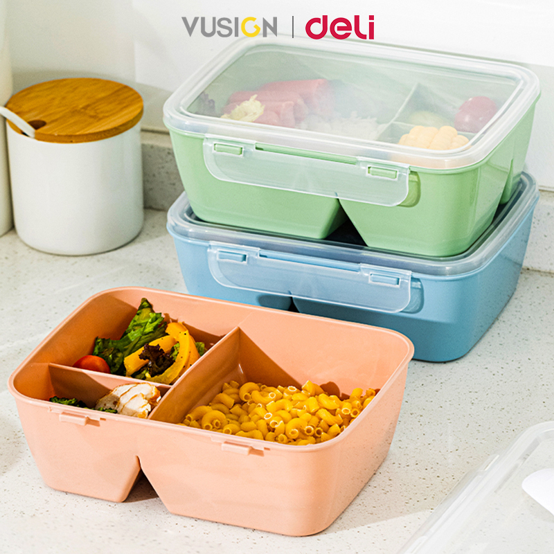 Vusign Portable Lunch Box 3 Grids Plastic Lunch Box For Kids Food ...