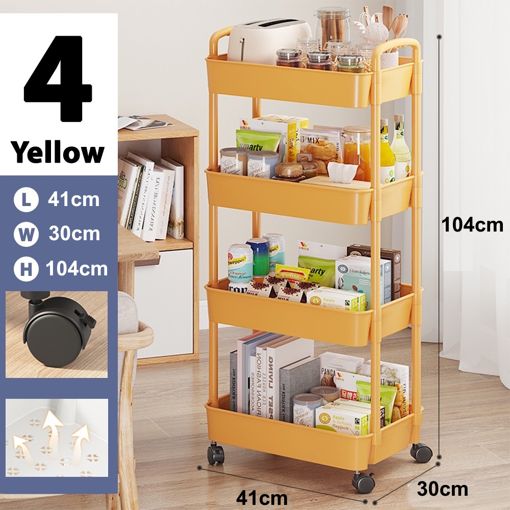 4 Tier Trolley Cart Organizer With Wheels kitchen Trolley Organizer for ...