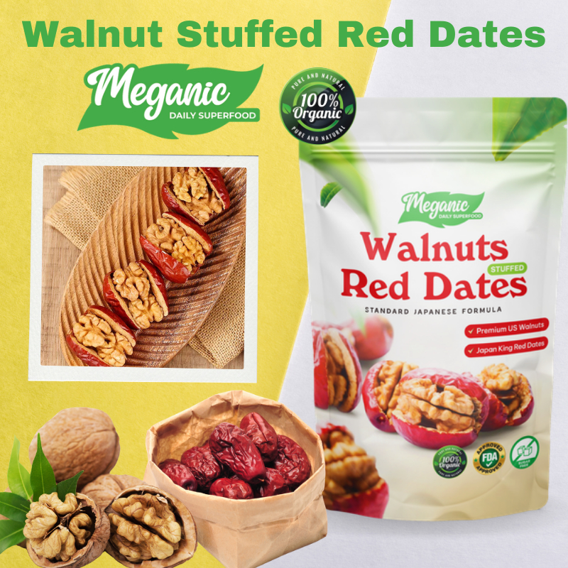 MEGANIC Walnut stuffed Red Dates Japanese Roasted Unsalted Trail Mix ...