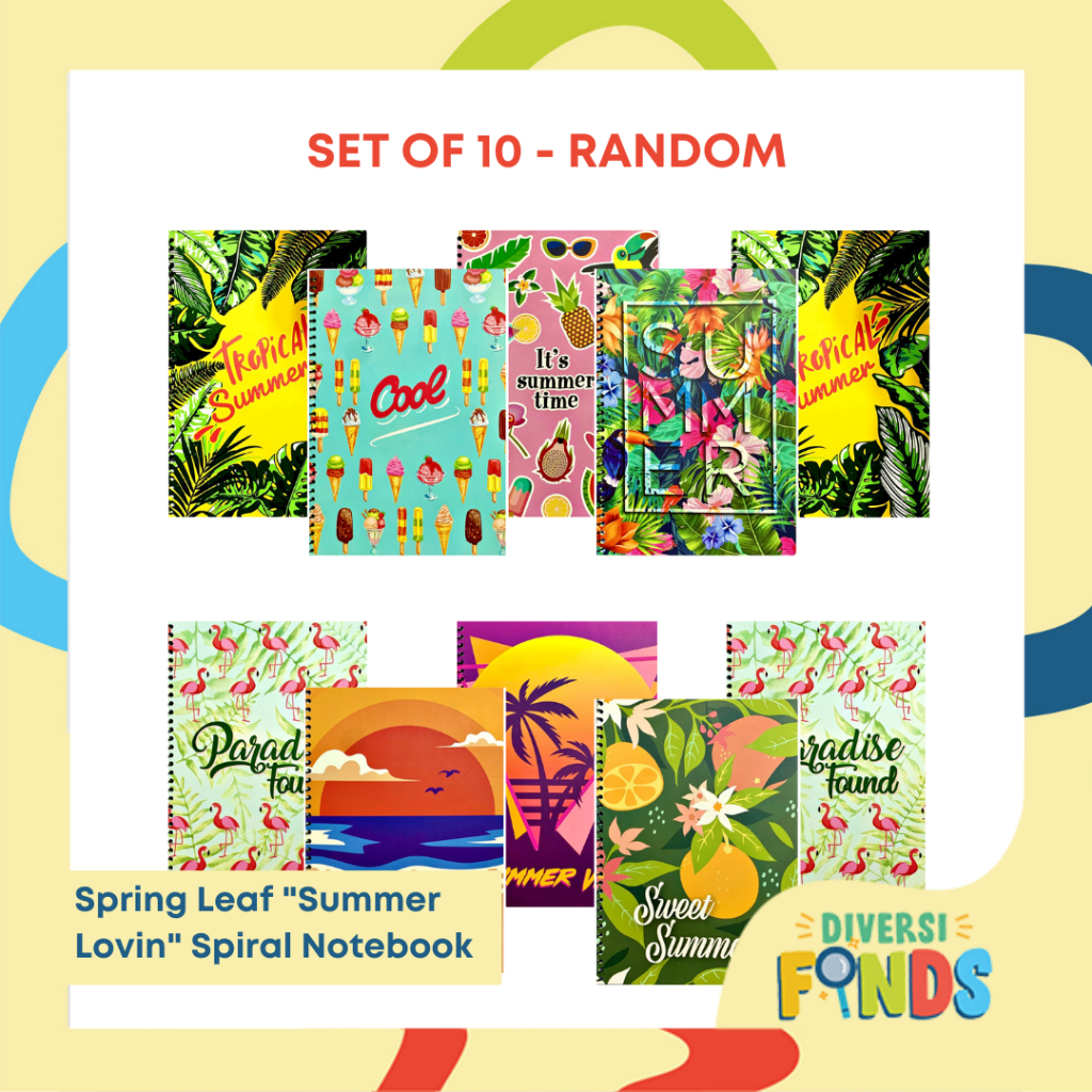 1pack (10pcs) Spring Leaf Spiral Notebook - SUMMER LOVIN - 6 x 8.5 ...
